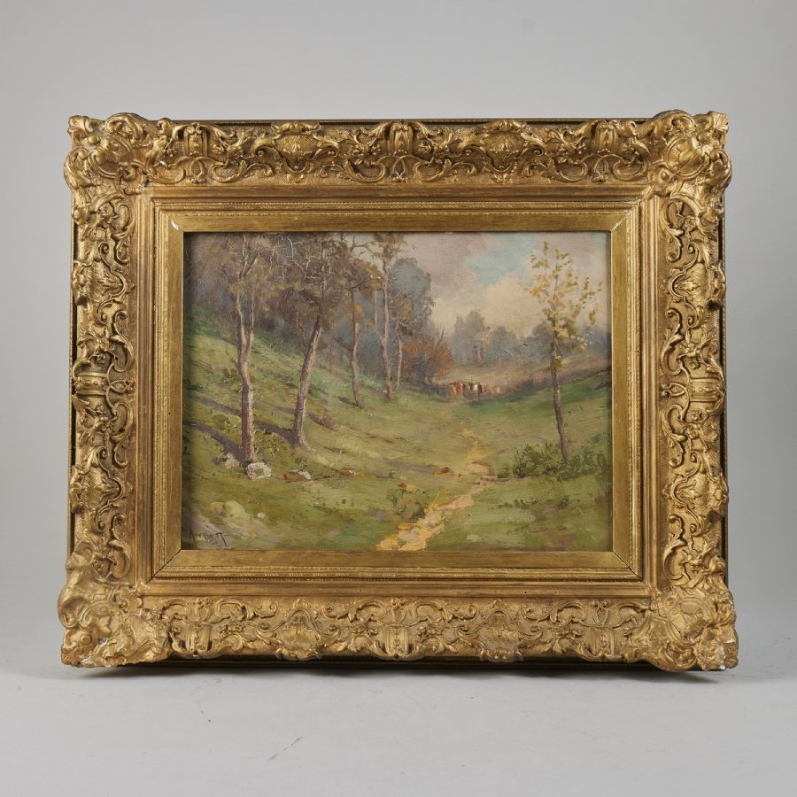 Arthur William Best | Spring California Landskap med kor. Signerad ...