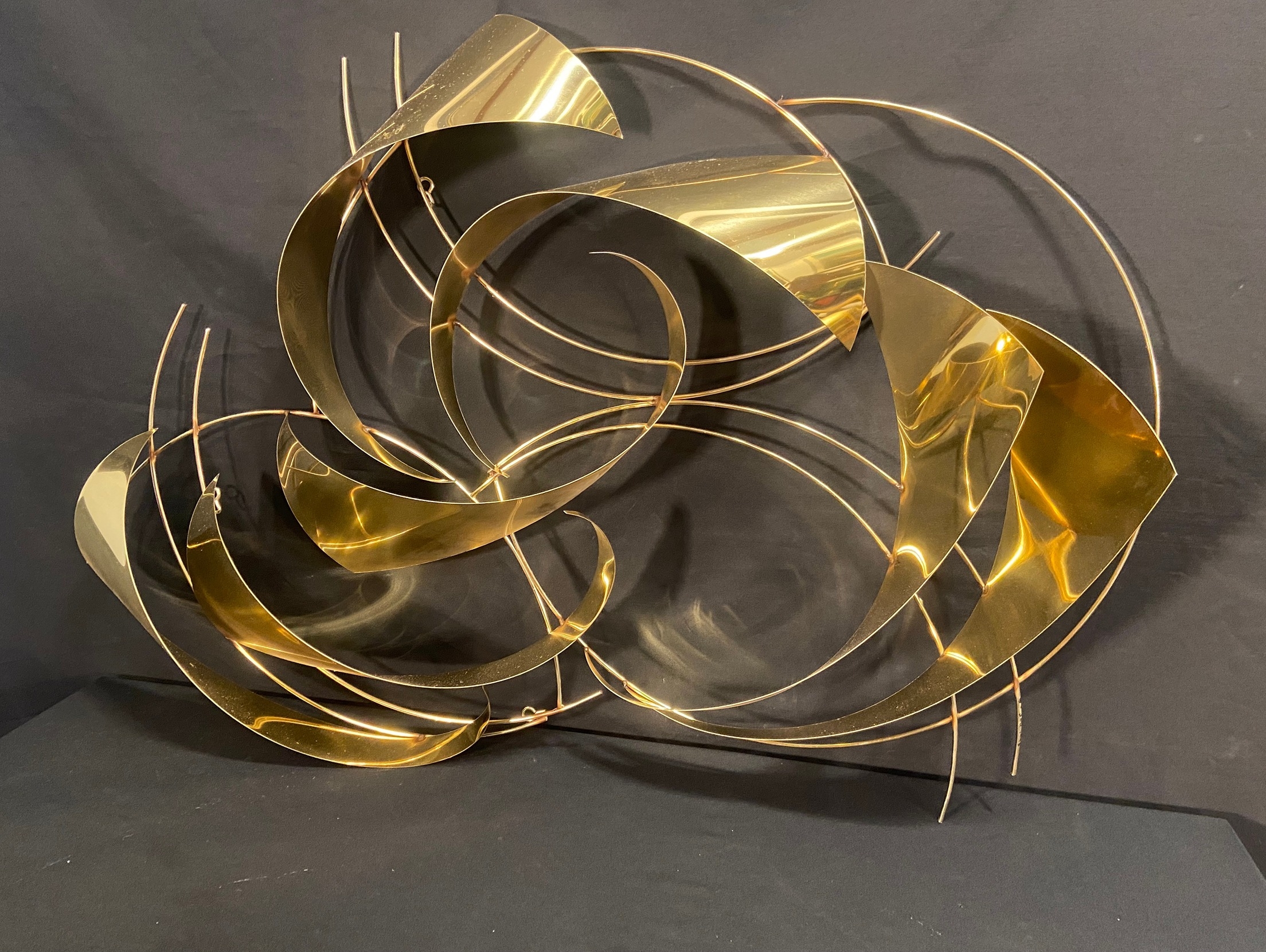 Curtis Jeré | CURTIS JERE Abstract Brass Wall Sculpture | MutualArt