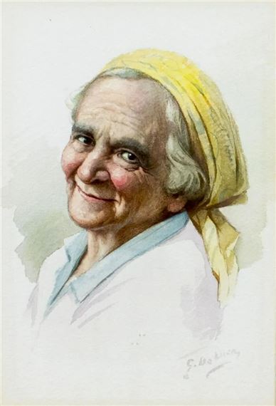 G Deluca | Portrait of Old Woman | MutualArt