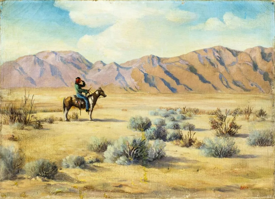 Laura L. Artz | Desert Landscape with Indian Man | MutualArt