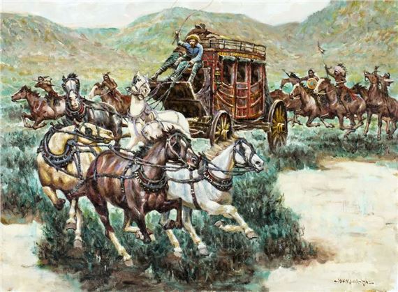 Wendell Hall | Stagecoach Attack | MutualArt