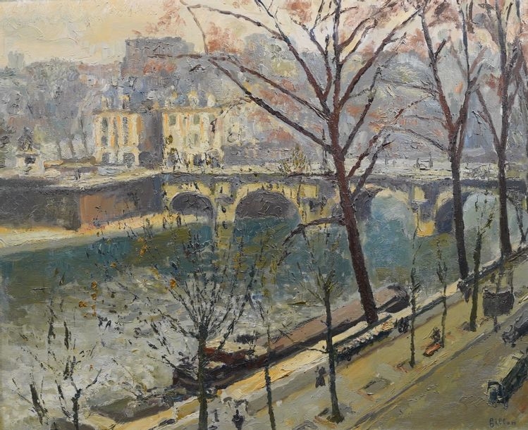 Arthur Fillon | 37- Arthur FILLON ''Les quais à Paris'' Huile sur toile ...