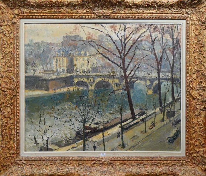 Arthur Fillon | 37- Arthur FILLON ''Les quais à Paris'' Huile sur toile ...
