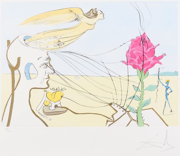 Salvador Dalí | Surrealist figure COLOR ENGRAVING on PAPER Signed lower ...