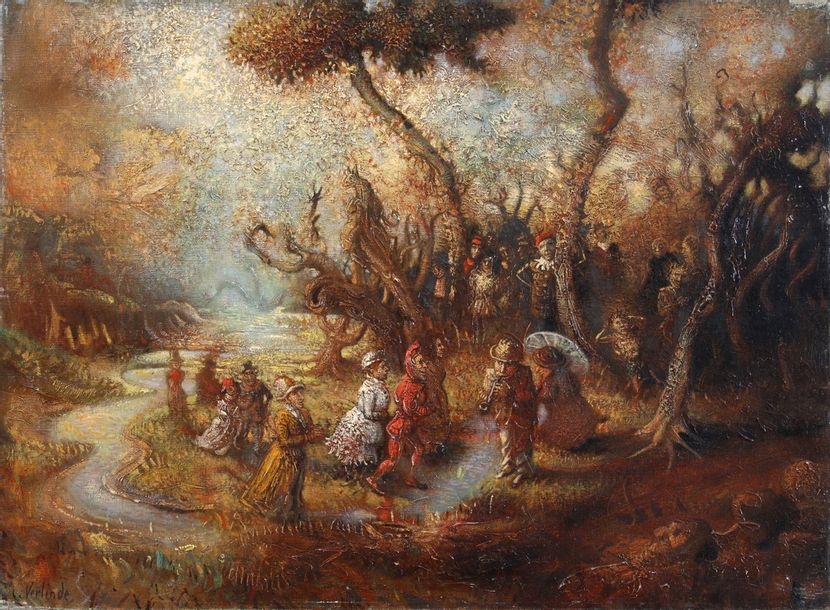 Claude Verlinde | Scene and fantastic characters OIL on canvas Signed ...