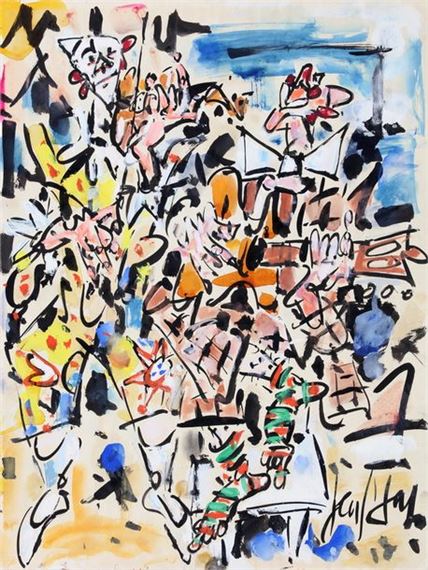 Gen Paul | The clown musicians GOUACHE AQUARELLE on PAPER Signed lower ...