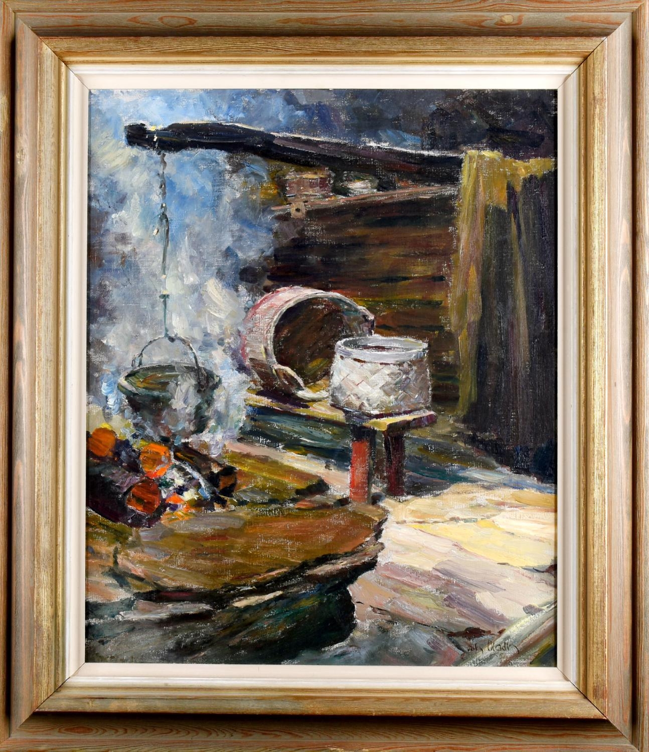Johan Bladh | Motif of pot over open fire (1954) | MutualArt