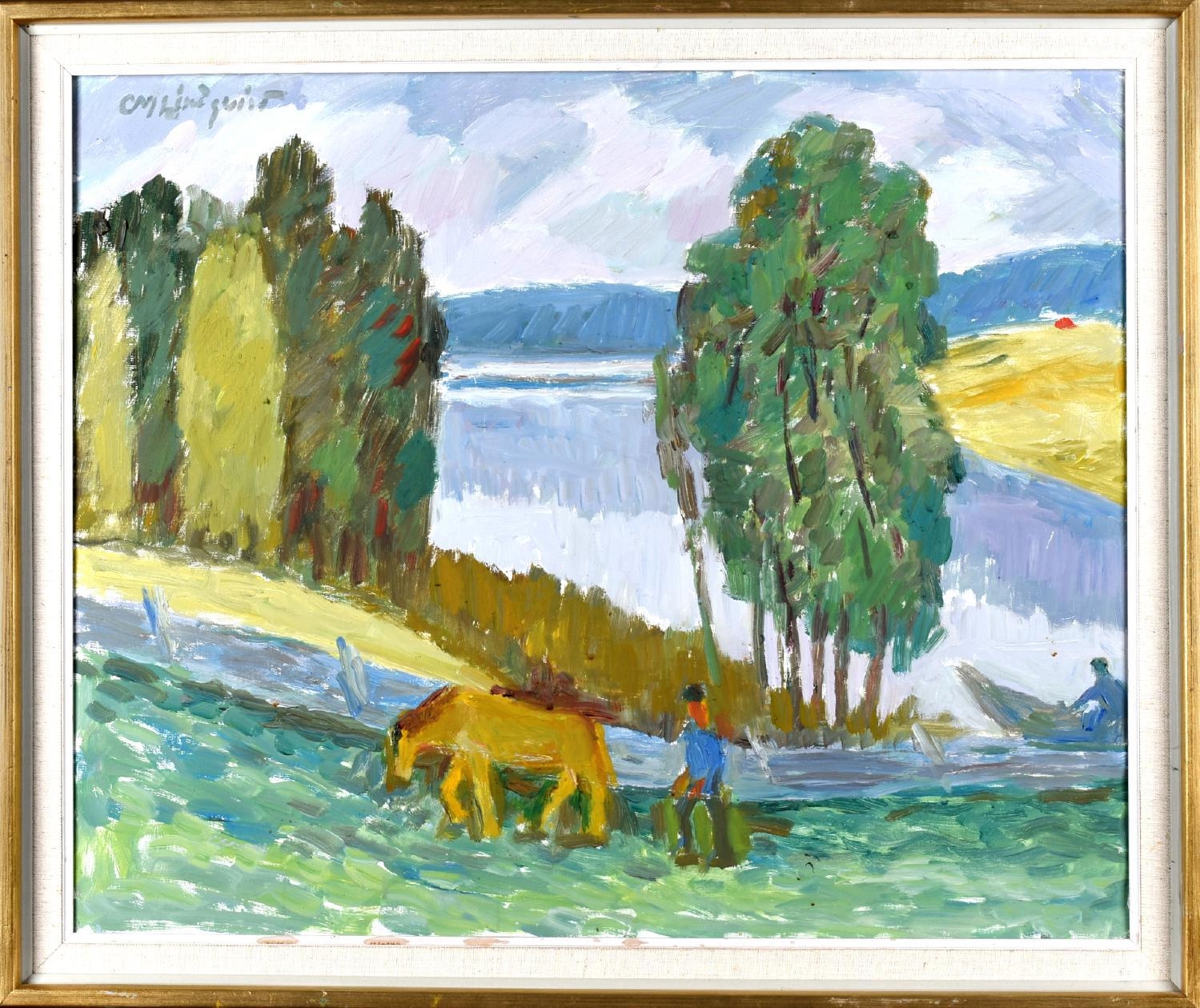 Carl Magnus Lindqvist | Farmer and horse in landscape | MutualArt