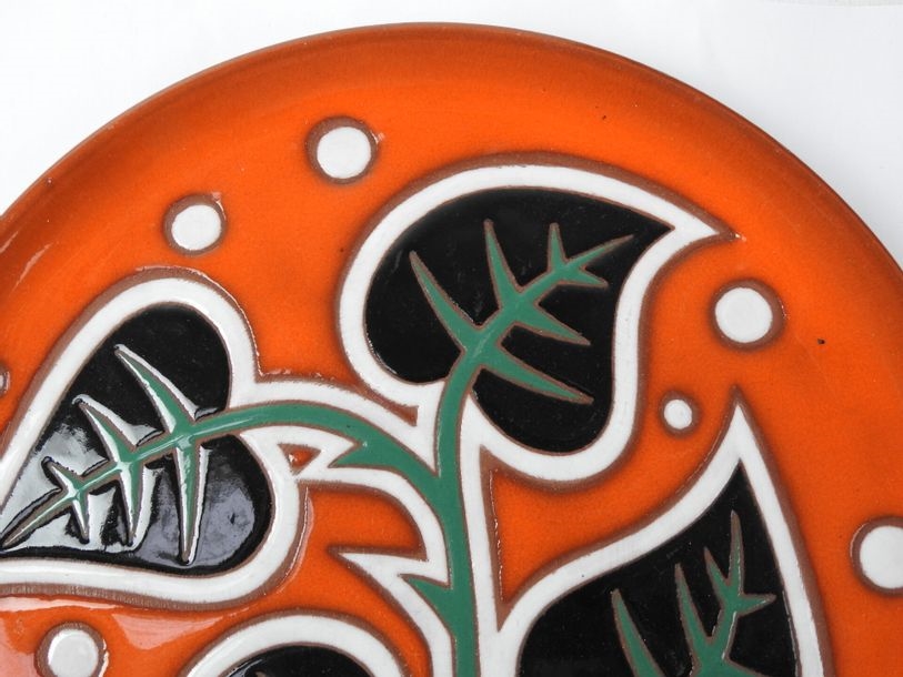 Jean Picart le Doux | Ceramic plate decorated with four leaves on an ...