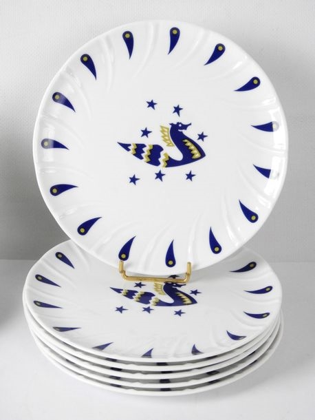 Jean Picart le Doux | - Six porcelain dessert plates CIM edited for Air ...