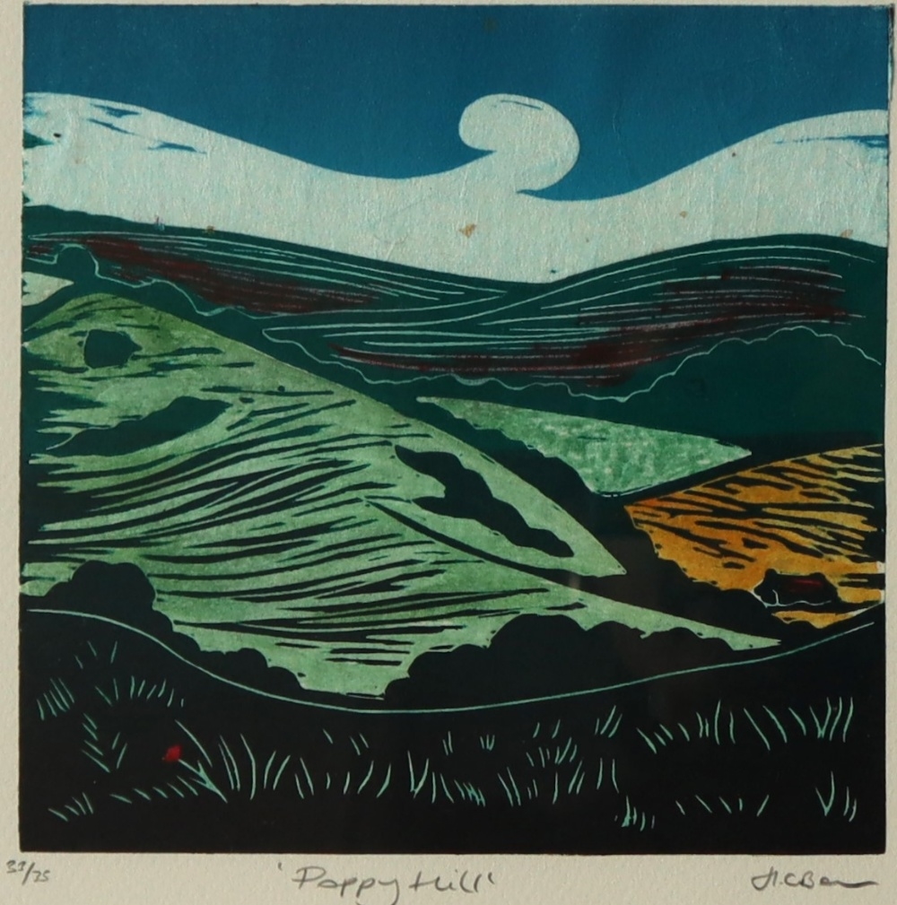 Helen Brown | Helen Brown Poppy Hill A limited edition woodcut print No ...