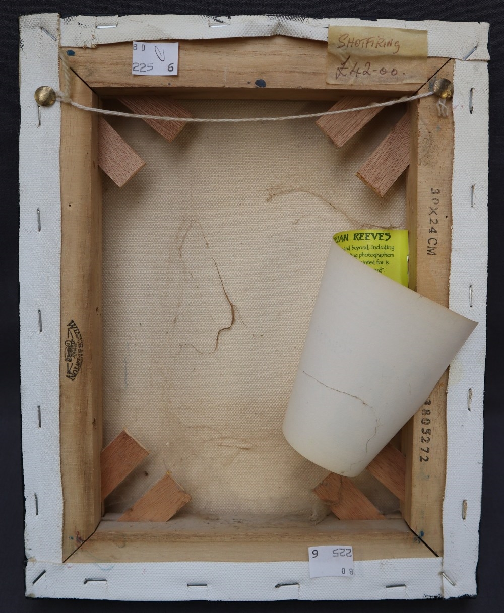 Brian Reeves | Brian Reeves Shotfiring Oil on canvas Signed Label Verso ...