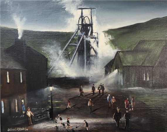 Brian Reeves | Brian Reeves Mining village Oil on canvas Signed Label ...