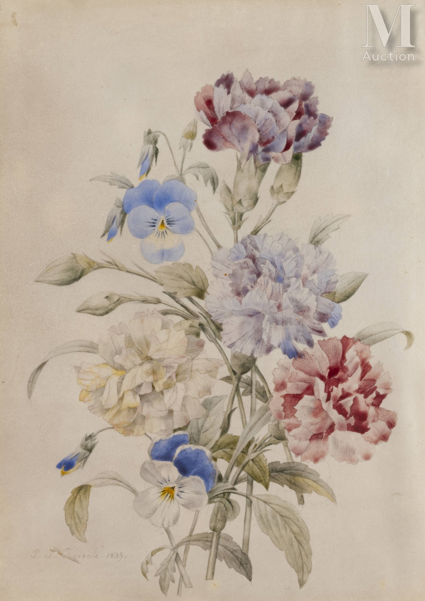 Pierre-Joseph Redoute | Jetée de fleurs : pensées et oeillets (1839 ...