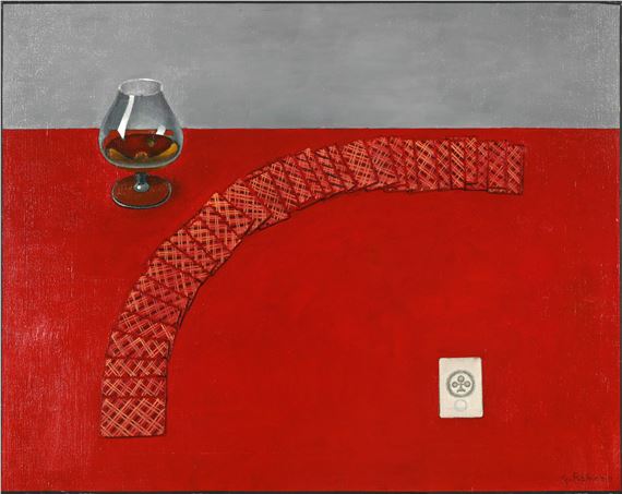 Georges Rohner | Cartes sur table rouge 1980 | MutualArt