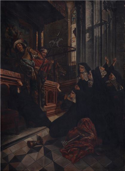 German School, 19th Century | - Scene in an Abbey with Cavaliers and ...