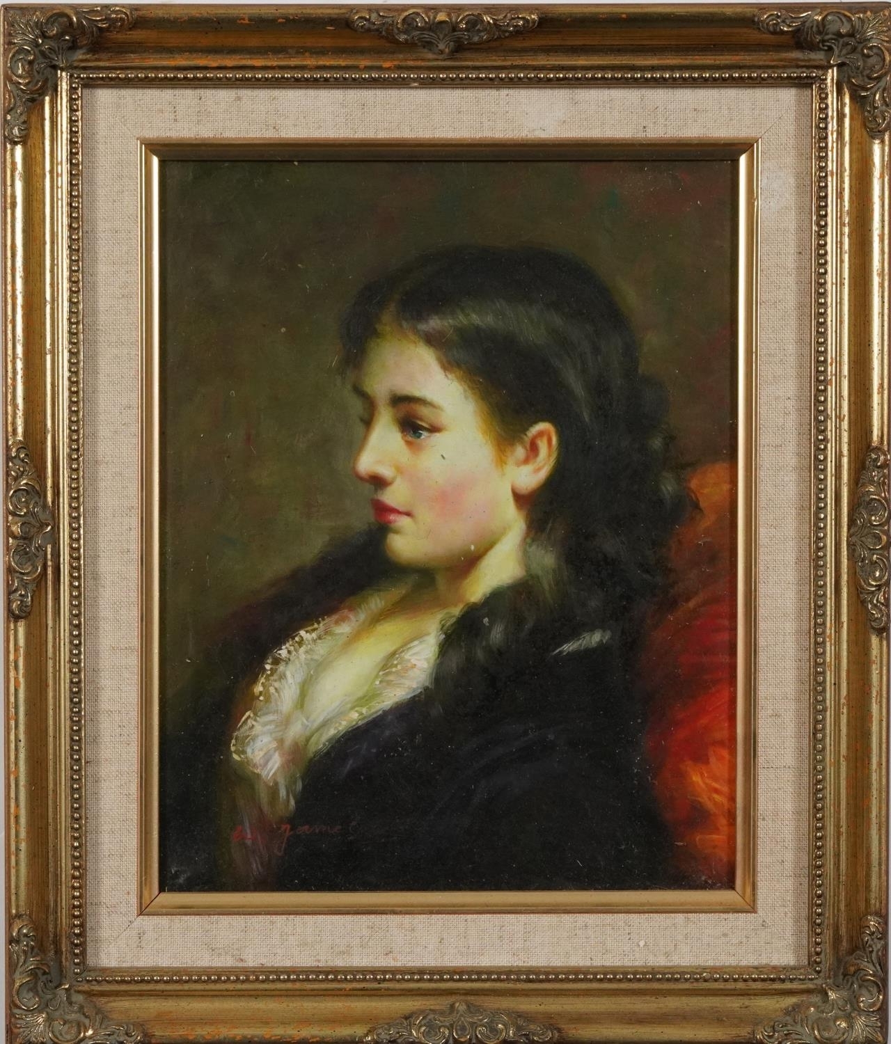 W. James | Head and shoulders portrait of a female | MutualArt