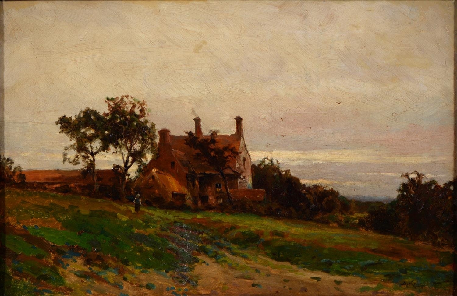 Adam Knight | - Landscape with Figure and Farmhouse, | MutualArt