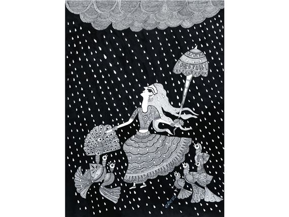 Manisha Jha | Lady in Monsoon | MutualArt
