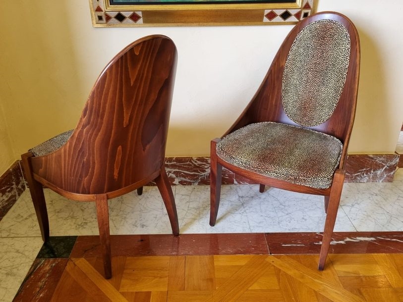 Émile-Jacques Ruhlmann | Suite of 8 dining room chairs with slightly ...