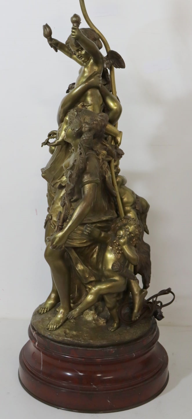 Claude Michel Clodion | Large and impressive gilt bronze sculpture on a marble base mounted as a ...