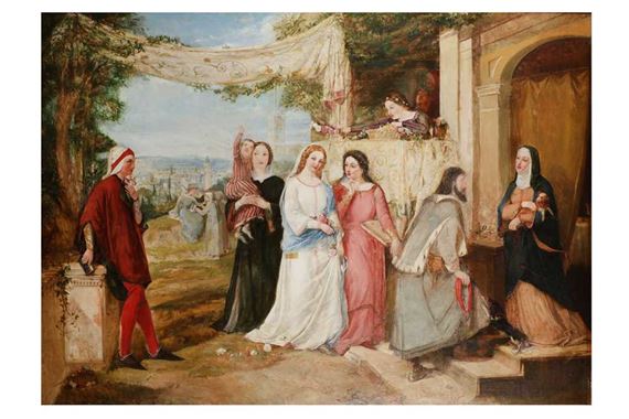 Eyre Crowe | The meeting of Dante and Beatrice | MutualArt
