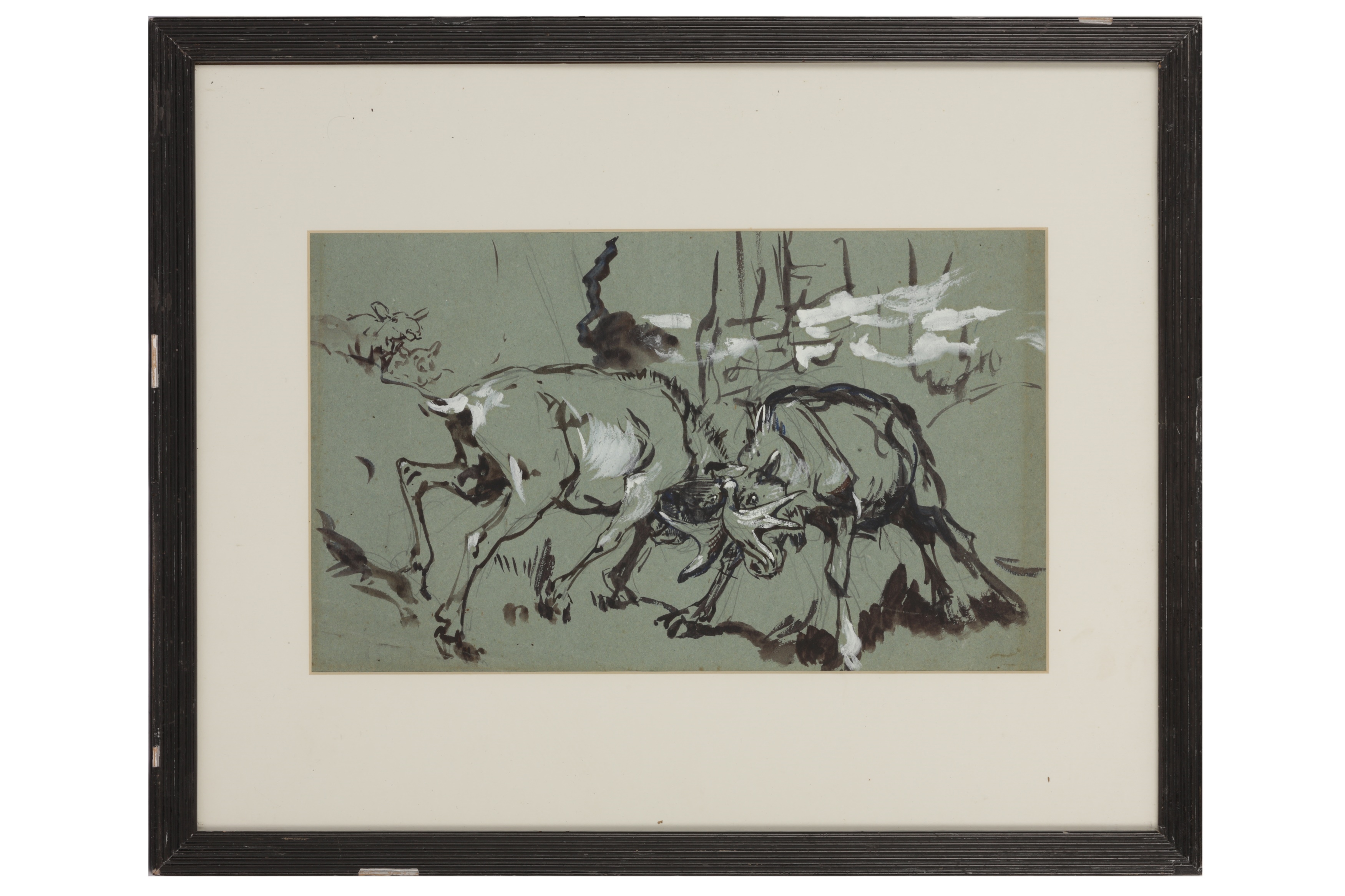 Alfred William Strutt | Study of stags rutting | MutualArt