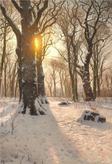 Peder Mork Monsted | A winter landscape (1916) | MutualArt