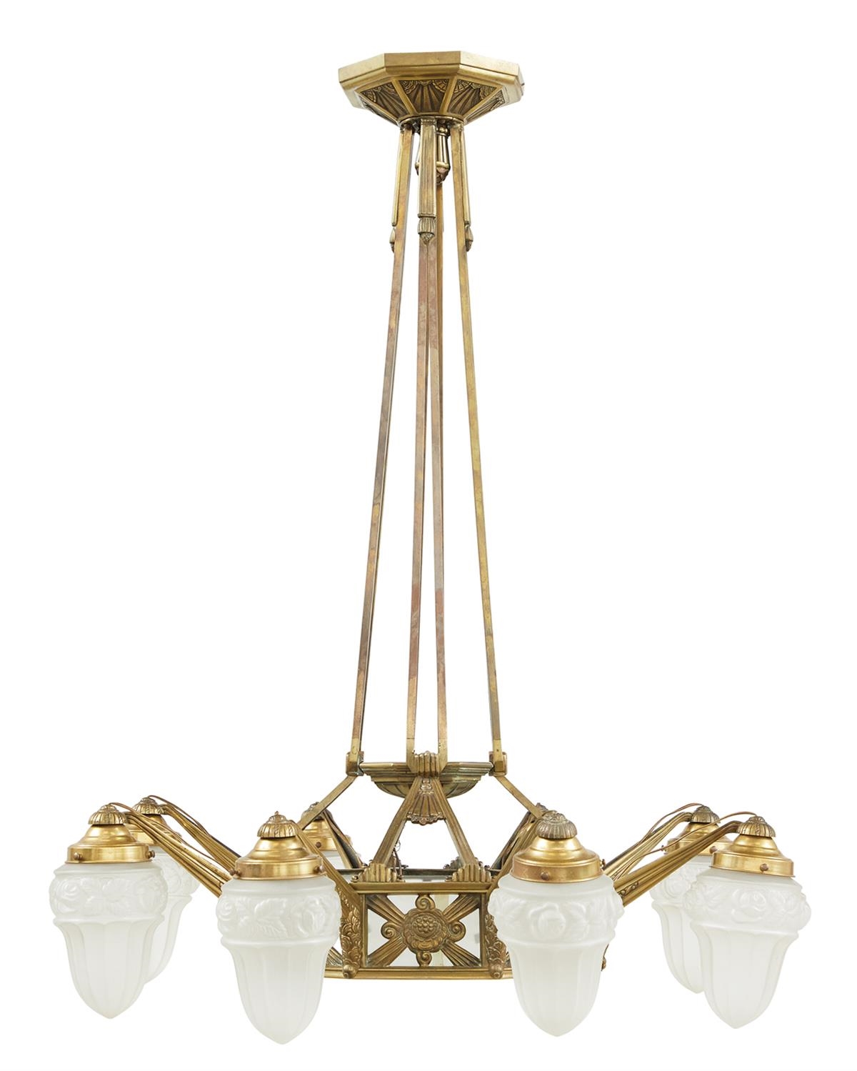 Muller Freres | French Art Deco Bronze Chandelier | MutualArt