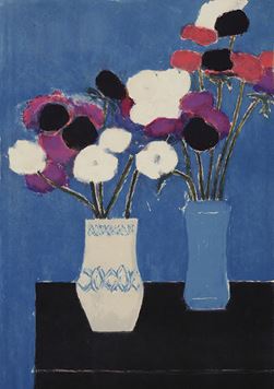 Bernard Cathelin | les deux bouquet d'anemones | MutualArt