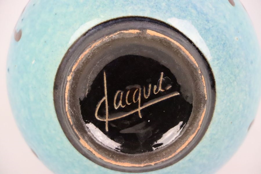 Paul Jacquet | Vase en céramique à décor polychrome de fushias sur fond ...