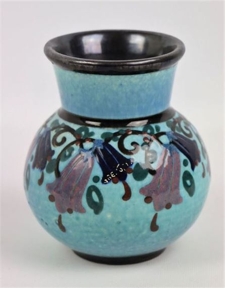 Paul Jacquet | Vase en céramique à décor polychrome de fushias sur fond ...
