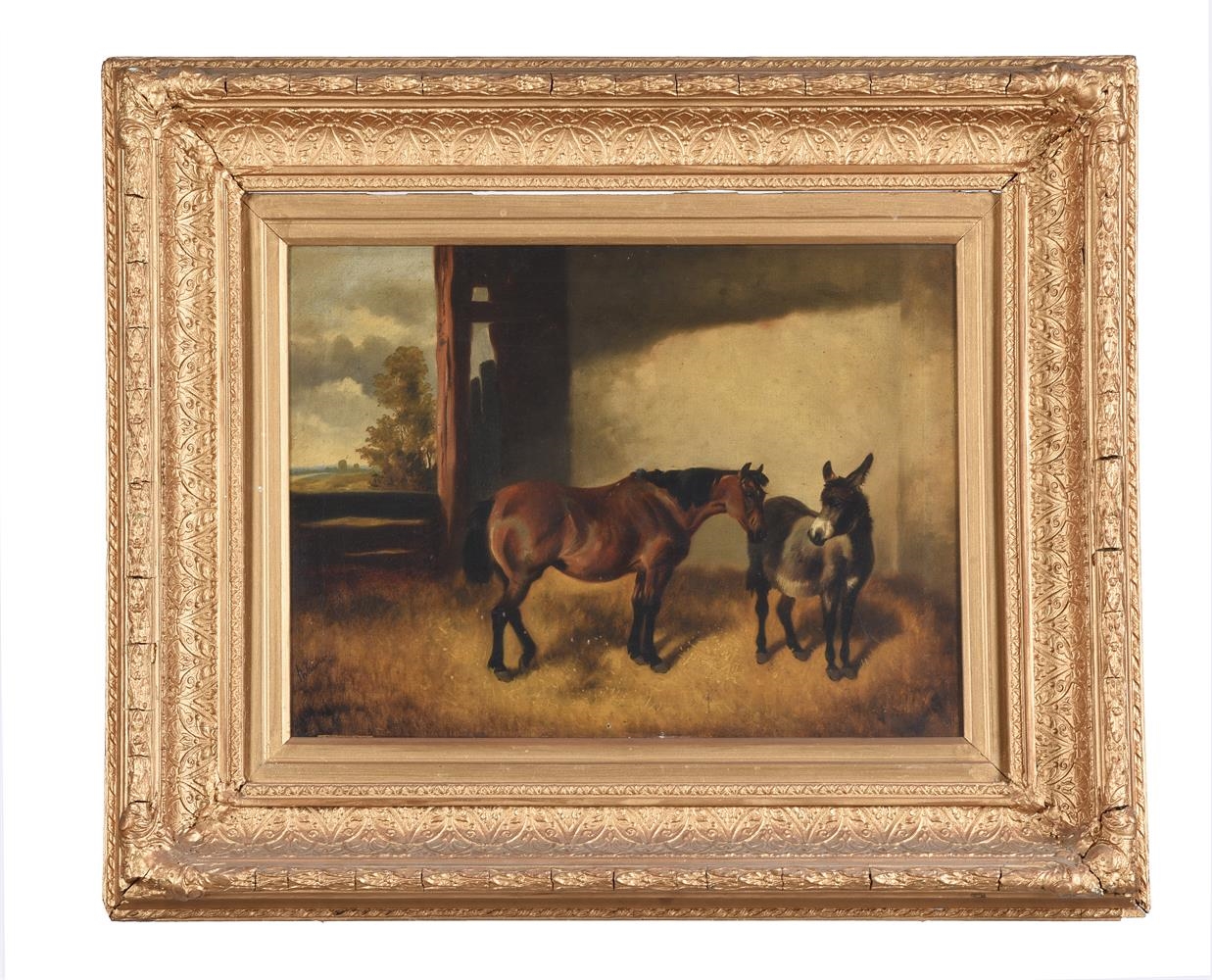 John Alfred Wheeler | A DONKEY AND A HORSE IN A STABLE | MutualArt