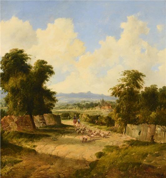 Alfred Gomersal Vickers | A FLOCK OF SHEEP IN A WOODED LANDSCAPE ...