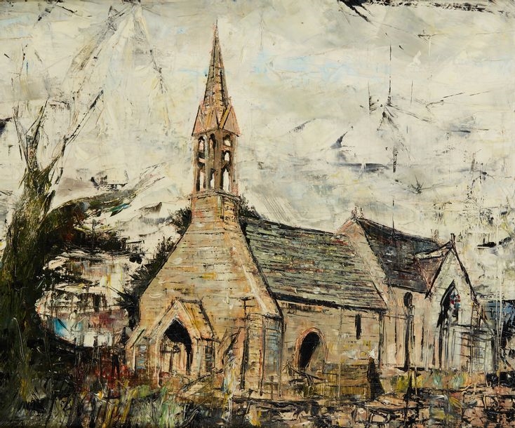 Gilbert L'Heritier | View of a church in Brittany | MutualArt