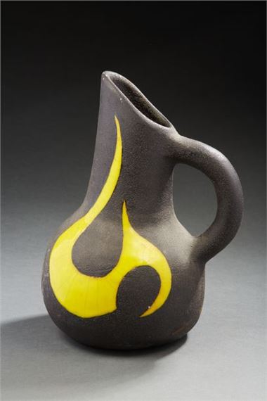 Gilbert Valentin | Enamelled ceramic pitcher with yellow abstract ...