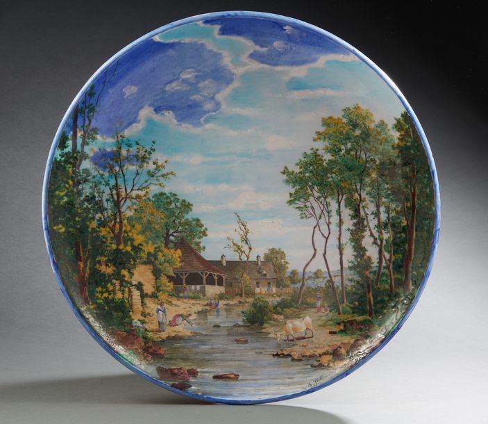 Joseph-Theodore Deck | Important circular ceramic dish decorated with ...