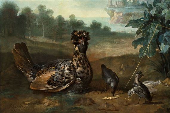 Jean-Baptiste Oudry | Houdan chicken and its babies Mallard and Common ...