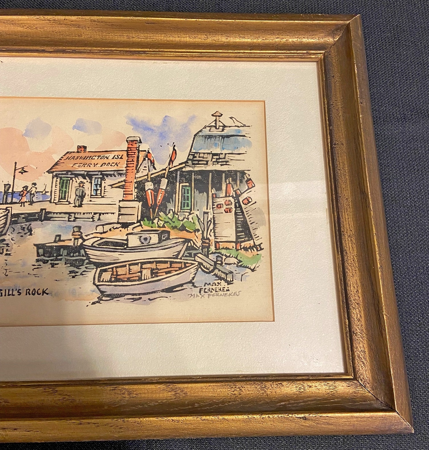 Max Fernekes | Original MAX FERNEKES Watercolor titled Gill's Rock ...