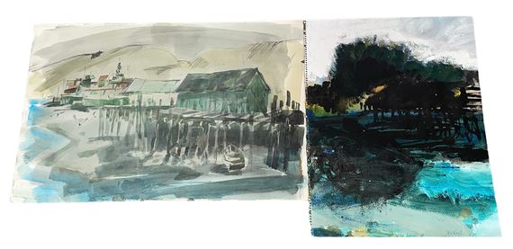 Don Vogl | Two Mid Century Notre Dame Artist DON VOGL Mixed Media ...