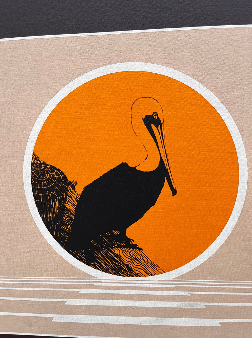 Ken Kelly | Mid Century Signed KEN KELLY Acrylic on Canvas of Pelican ...