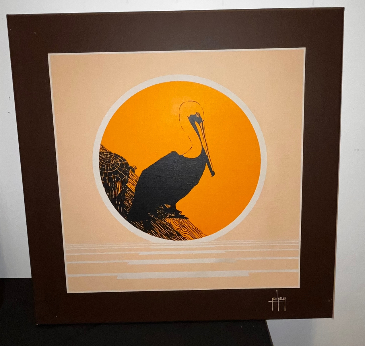 Ken Kelly | Mid Century Signed KEN KELLY Acrylic on Canvas of Pelican ...