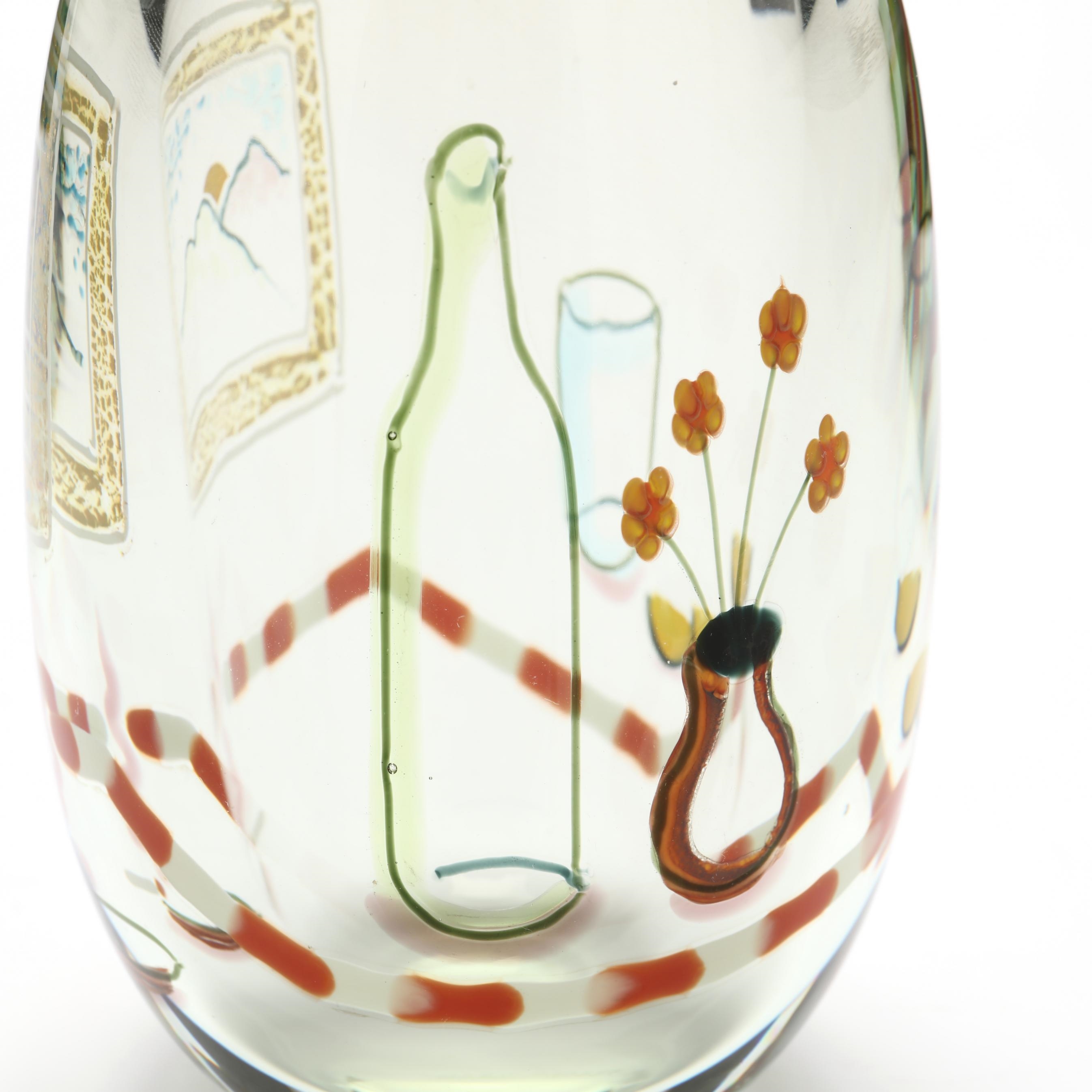 Mark Peiser | PWV Pictorial Still Life Glass Vase (1981) | MutualArt