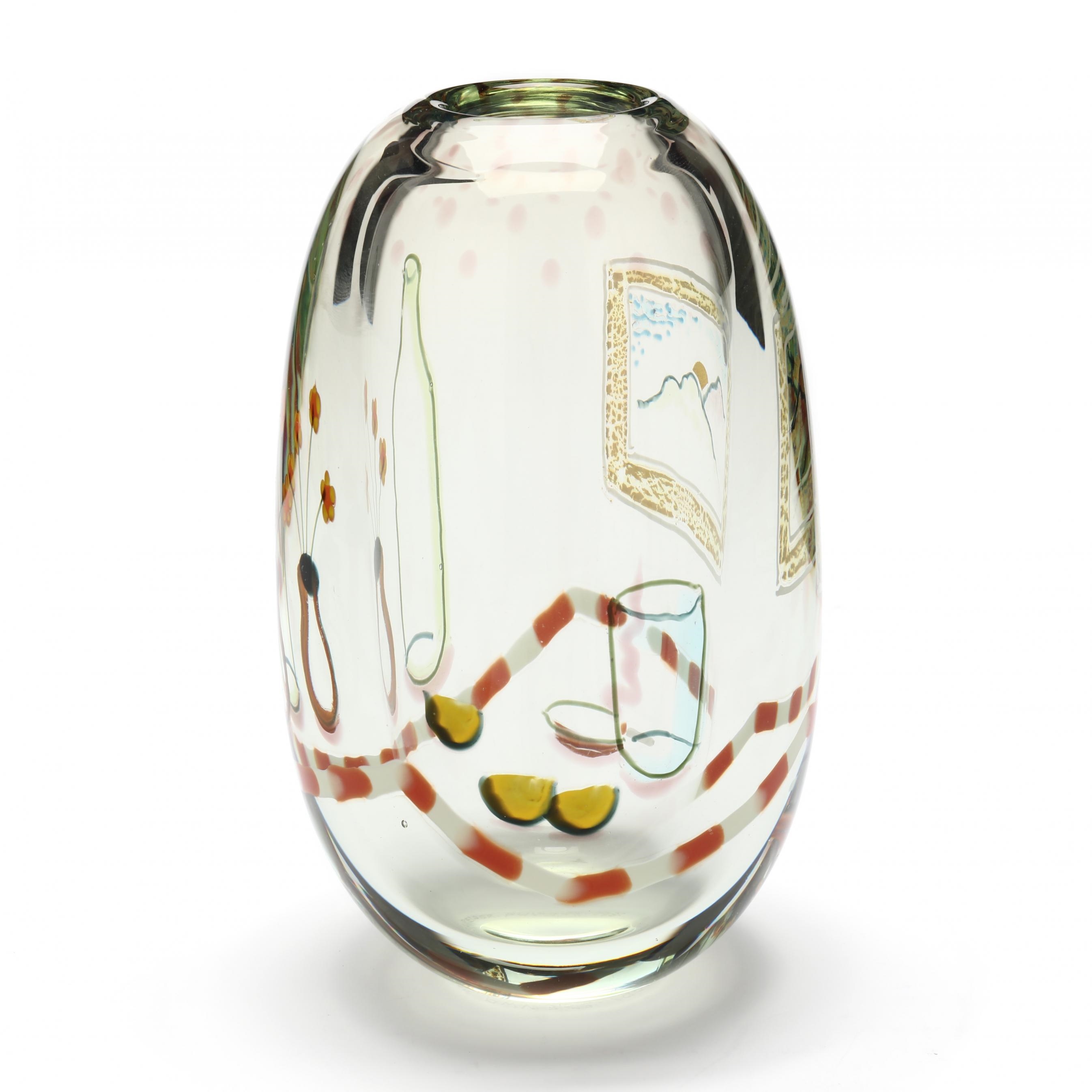 Mark Peiser | PWV Pictorial Still Life Glass Vase (1981) | MutualArt