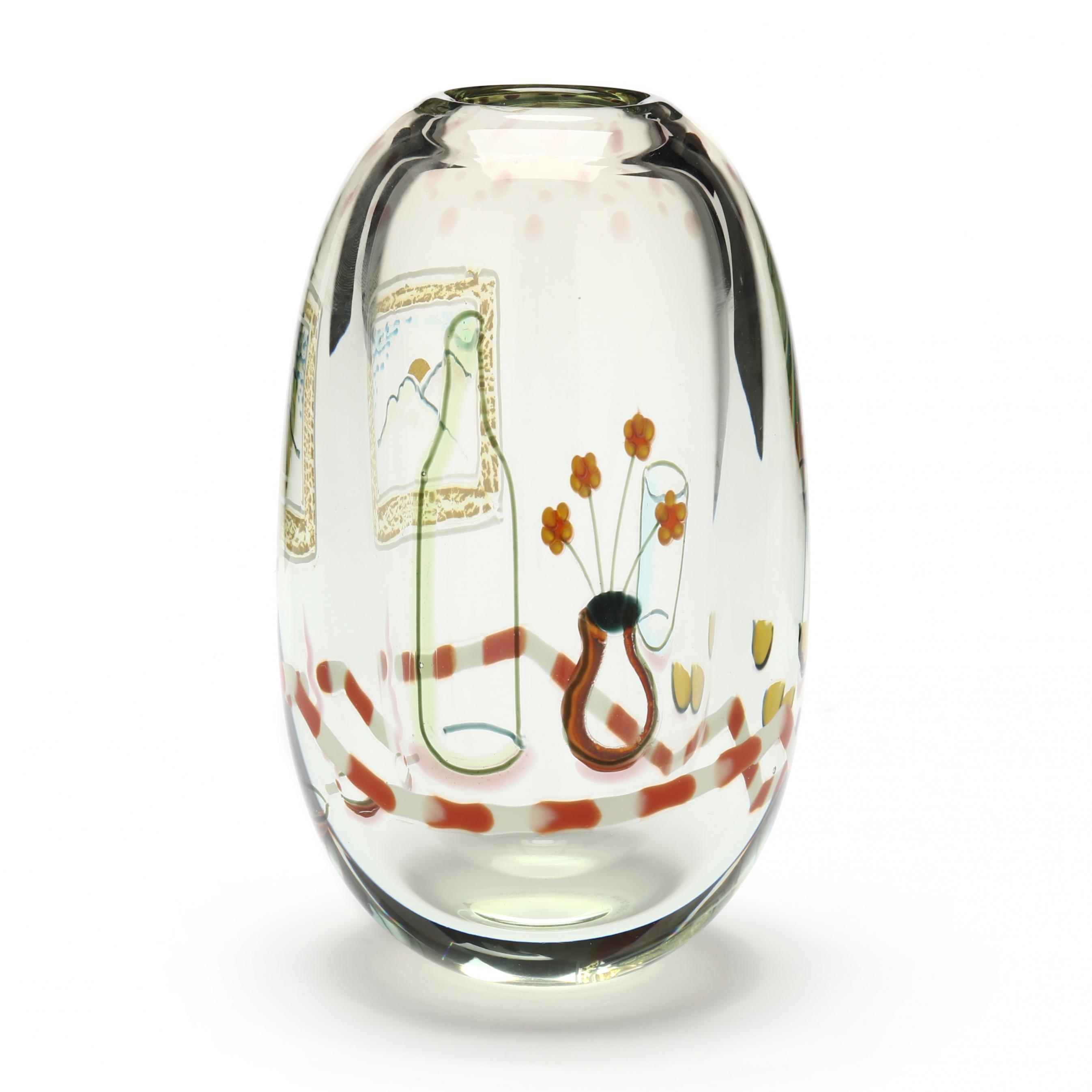 Mark Peiser | PWV Pictorial Still Life Glass Vase (1981) | MutualArt