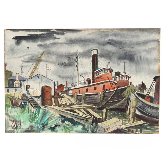 Claude Howell | Harbor Scene (double-sided) (1949) | MutualArt