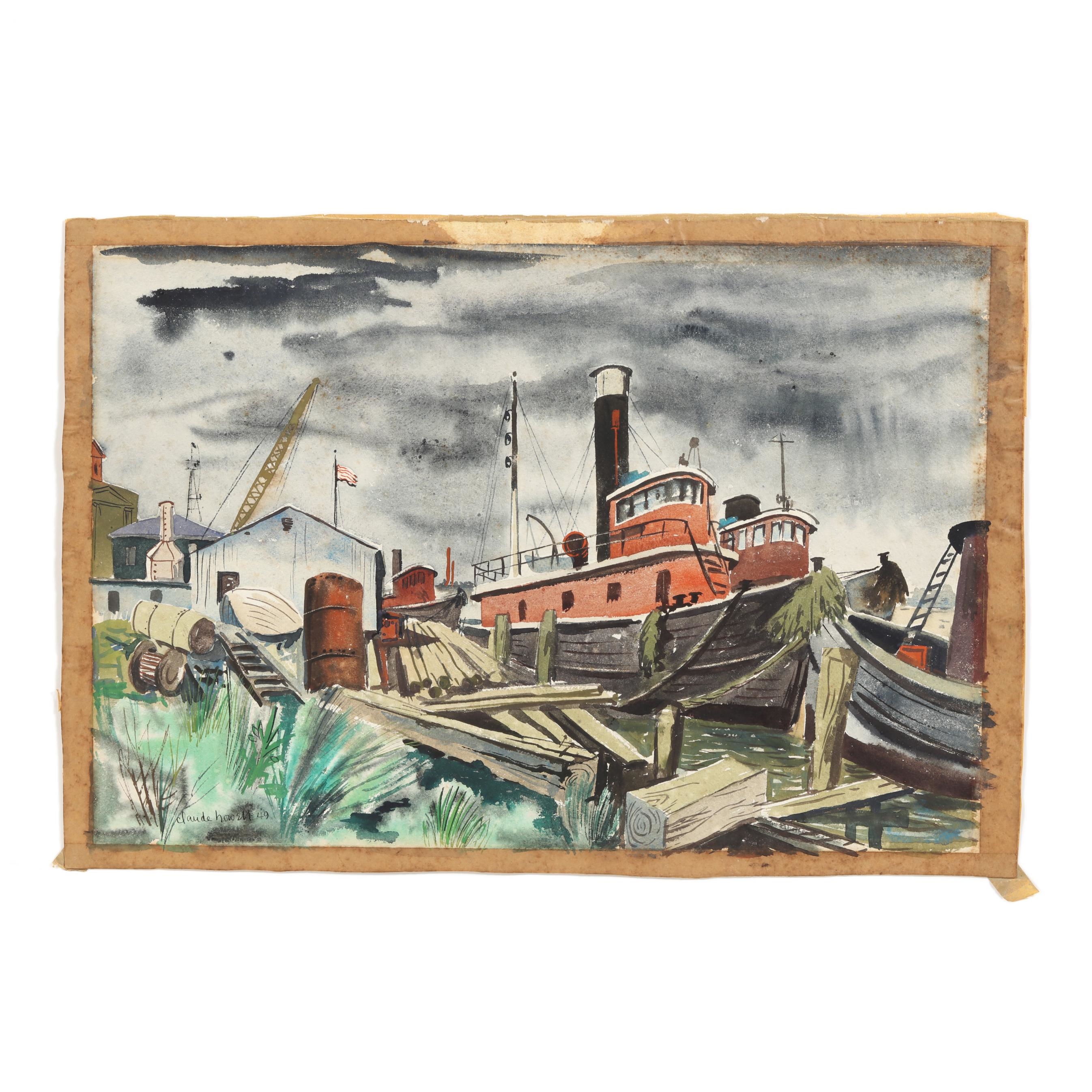 Claude Howell | Harbor Scene (double-sided) (1949) | MutualArt
