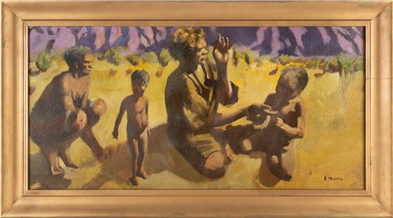 William Arthur Byram Mansell | oil painting of Aborigines and children ...