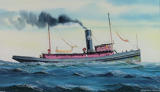 Steven Cryan | Painting of the Tugboat Ontario (1990) | MutualArt