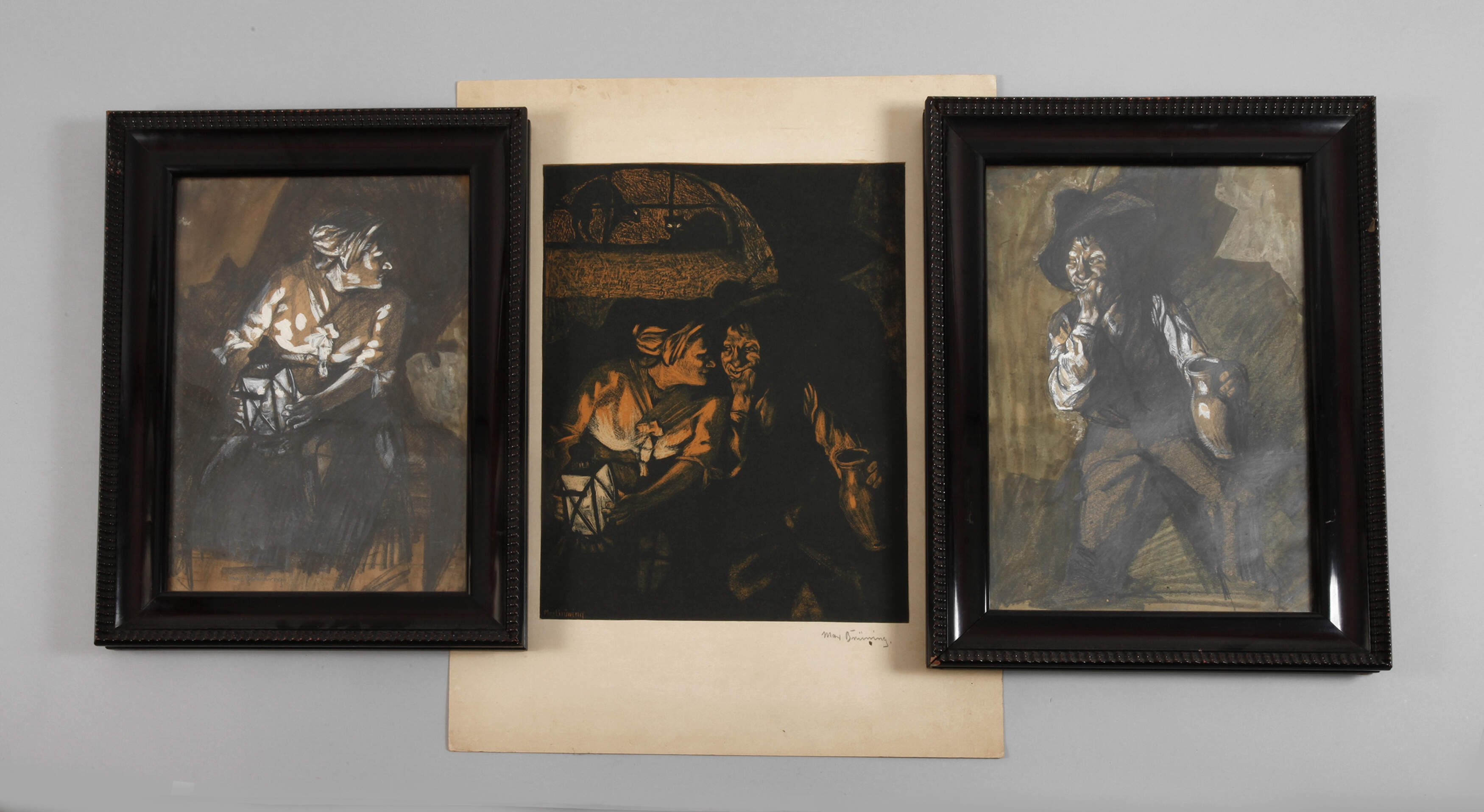 Max Brüning | Paar im Keller und Vorzeichnungen (1910) | MutualArt